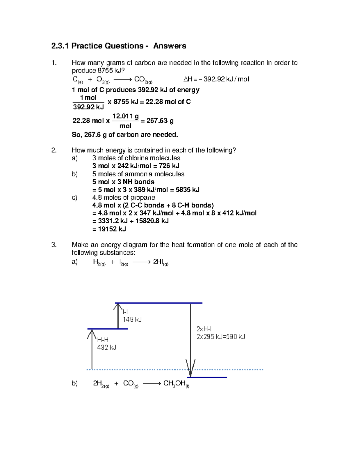 2.3.1 Practice Questions - Answer Key for Thermodynamics Concepts - Studocu