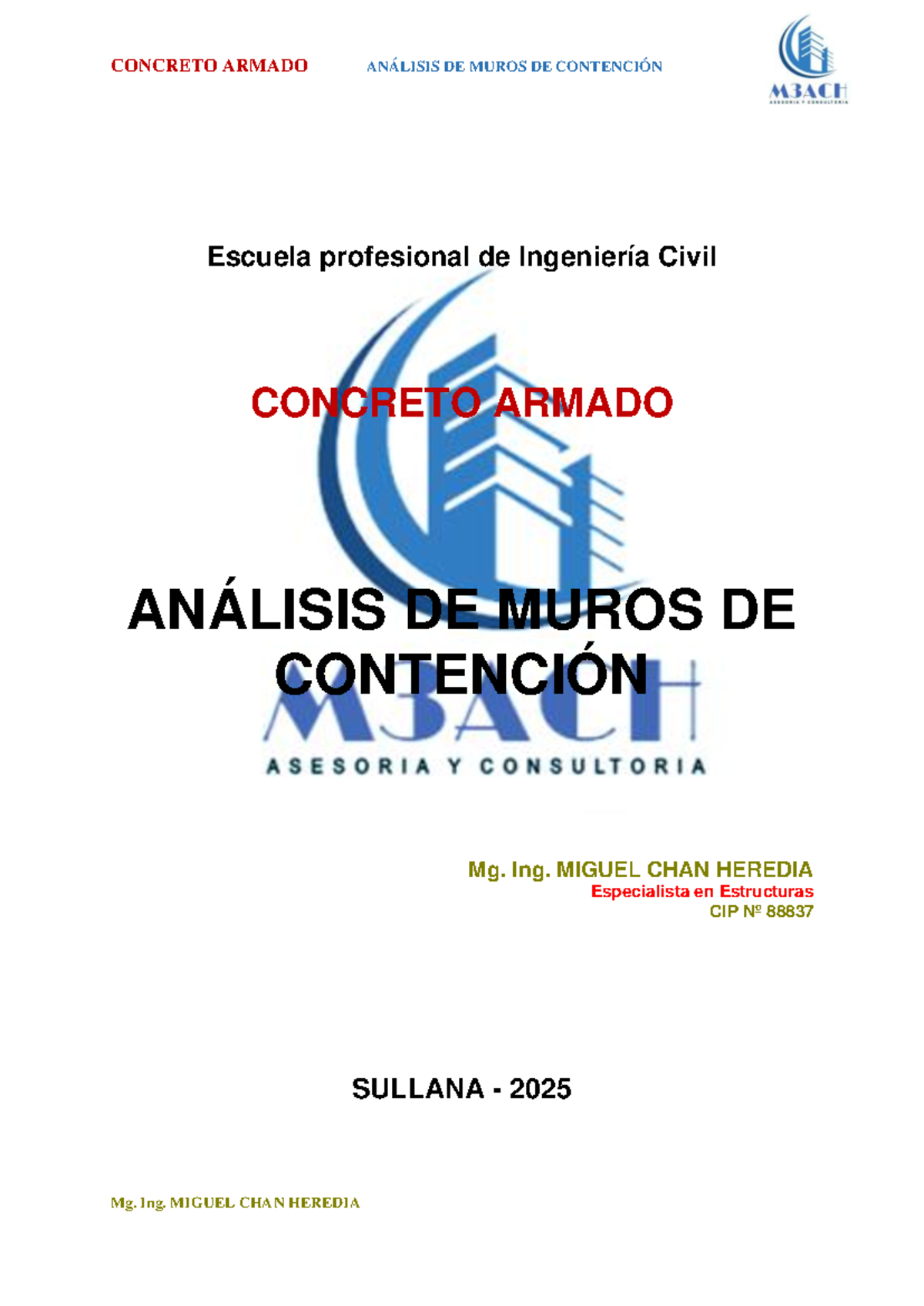 Separata de Análisis de Muros de Contención - CIP 2025 - Studocu