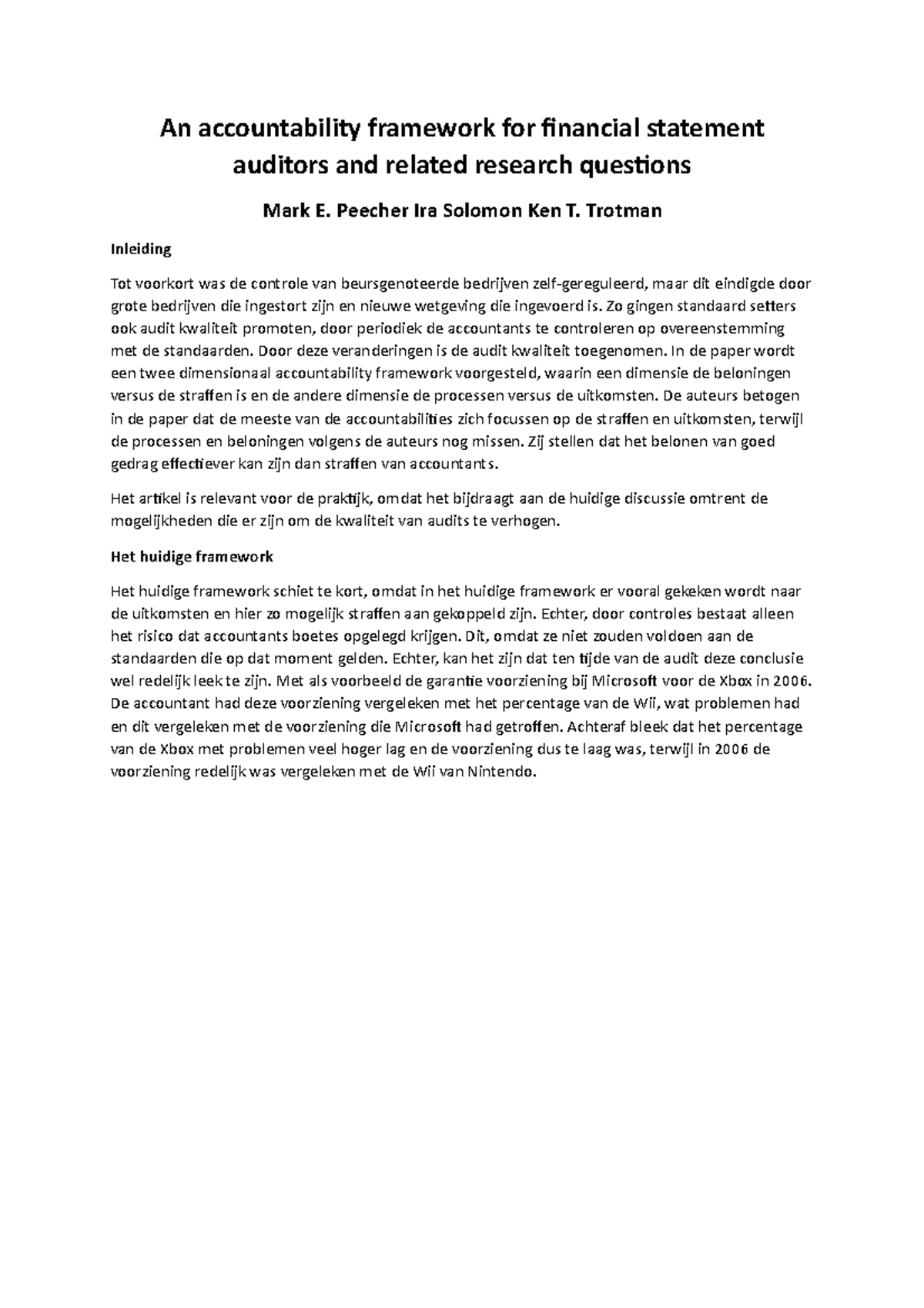 An Accountability Framework for Financial Statement Auditors: Insights ...