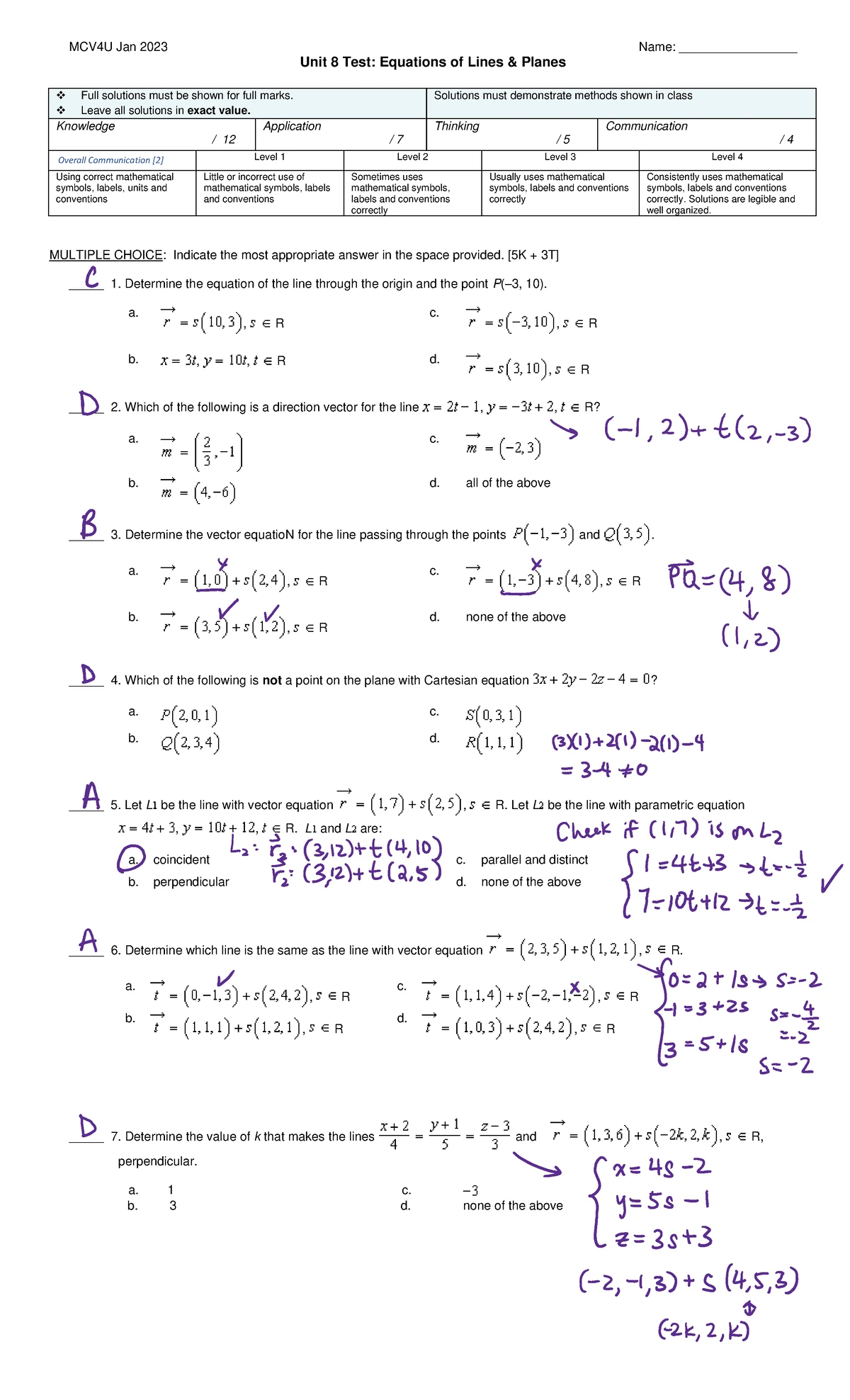 MCV4U - UNIT 3 TEST - Curve Sketching and Function Analysis - Studocu