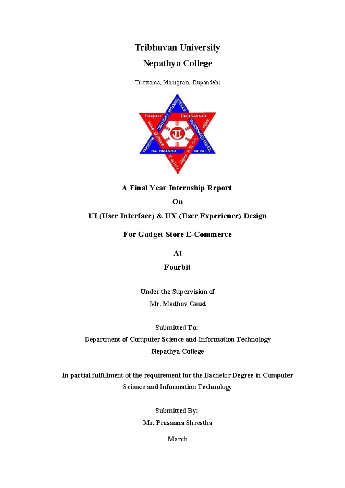 Final Year Internship Report on UI/UX Design for Gadget Store (CSIT ...