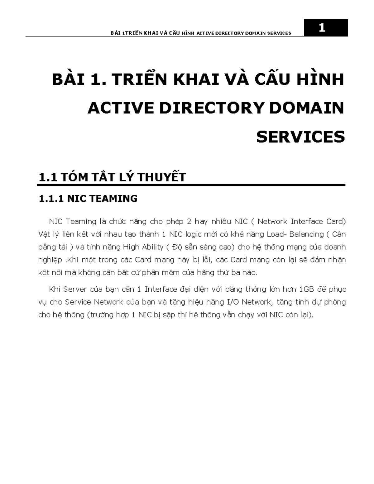 BÀI 1: TRIỂN KHAI VÀ CẤU HÌNH ACTIVE DIRECTORY DOMAIN SERVICES (TH01 ...