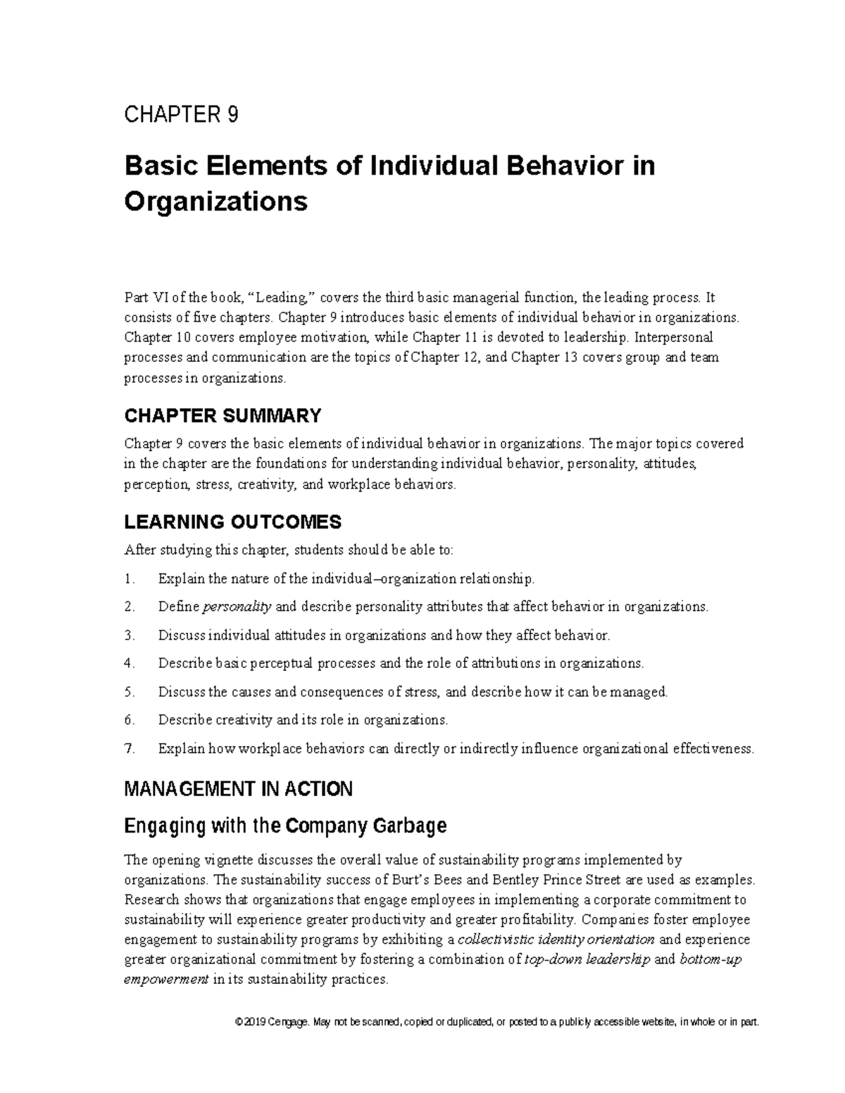 Griffin 9e IM CH 9: Key Elements of Individual Behavior in ...