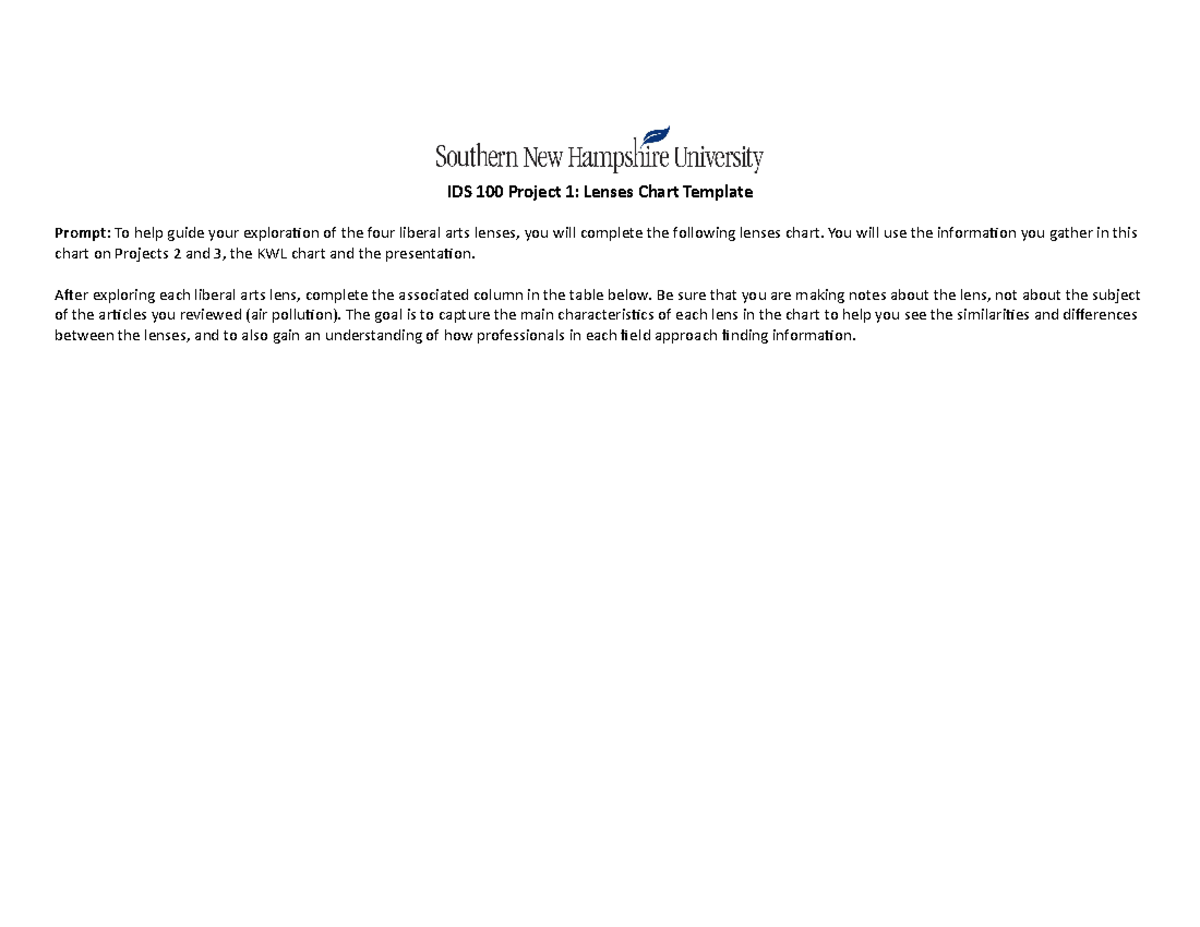 3-3Lenses Chart Template - IDS 100 Project 1: Lenses Chart Template ...