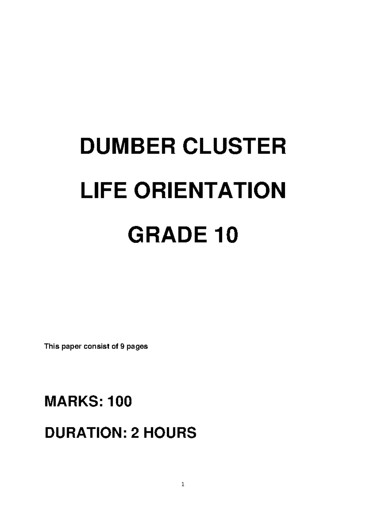 Grade 10 LO 2025 Final Exam Notes on Life Orientation - Studocu