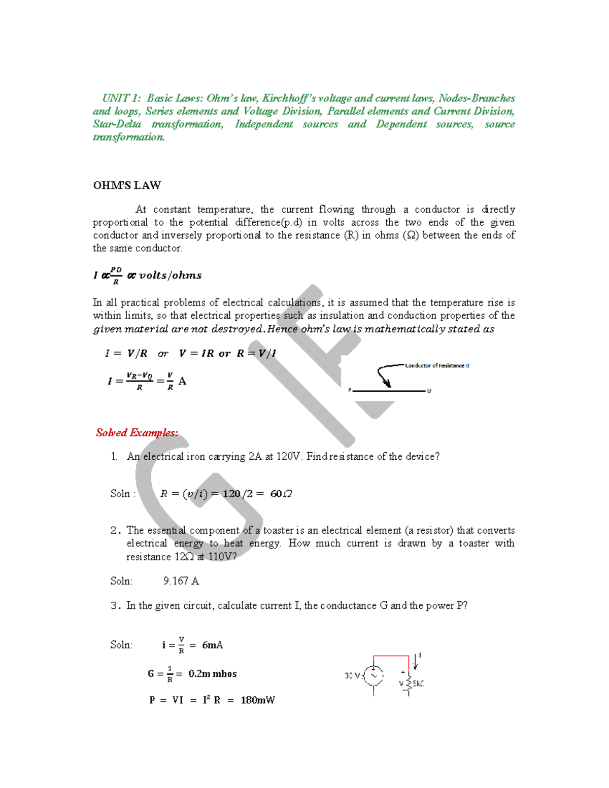 Unit 1 Laws - Understanding Basic Electrical Principles - Studocu