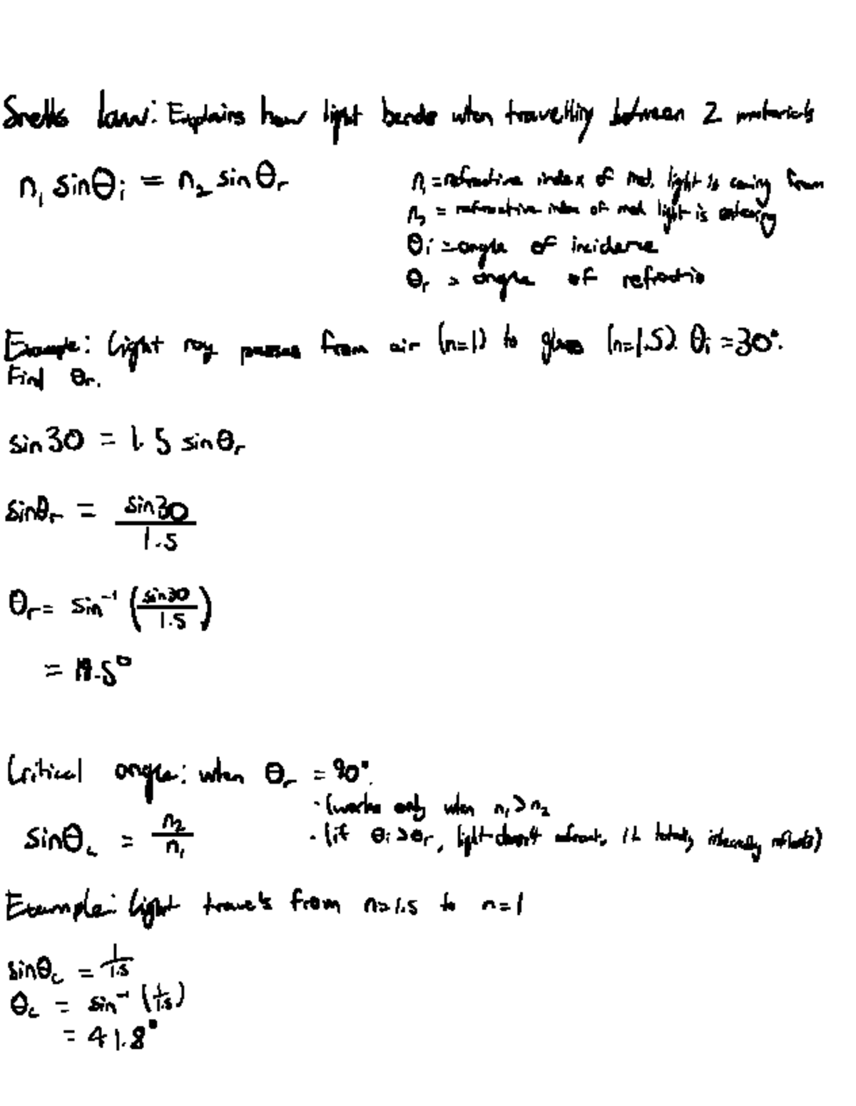 Prelim 2 - Snell's Law and Light Refraction Explained - Studocu