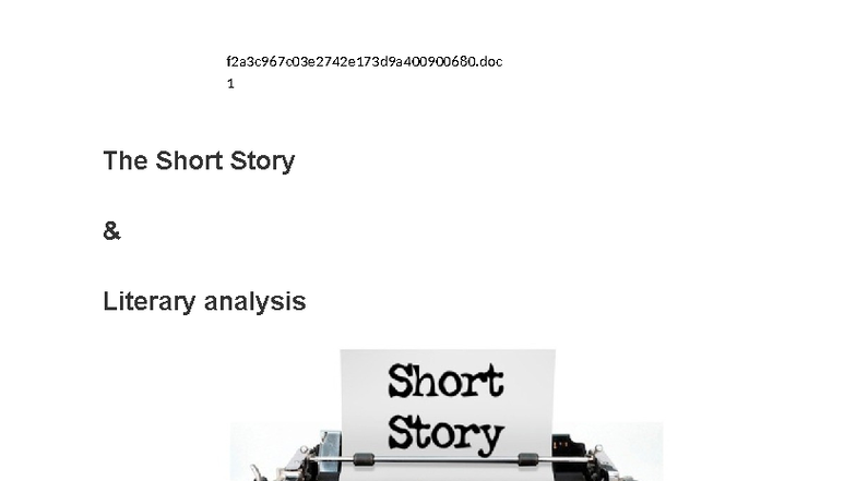 Literary Analysis of Short Stories: Key Elements & Techniques - Studocu