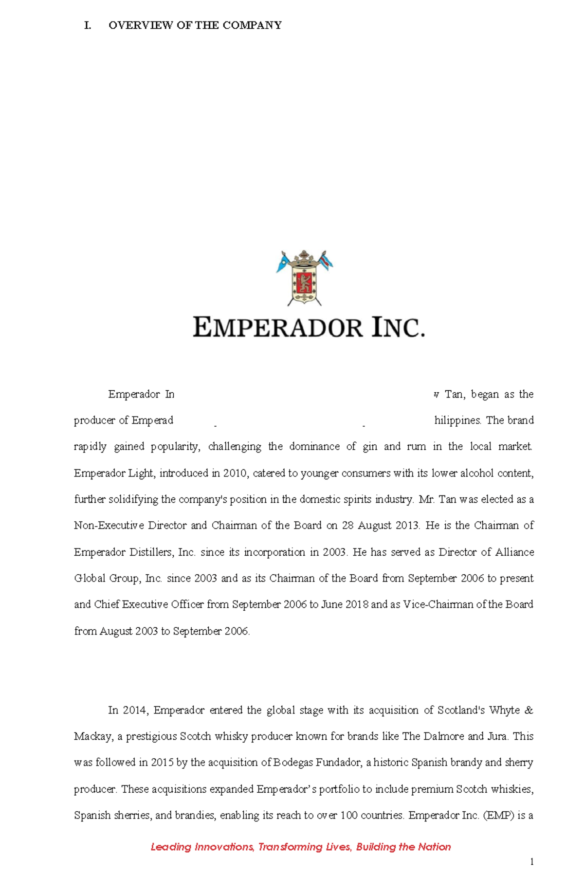 Emperador Inc. (EMP) Overview: Company Profile & Strategic Insights ...