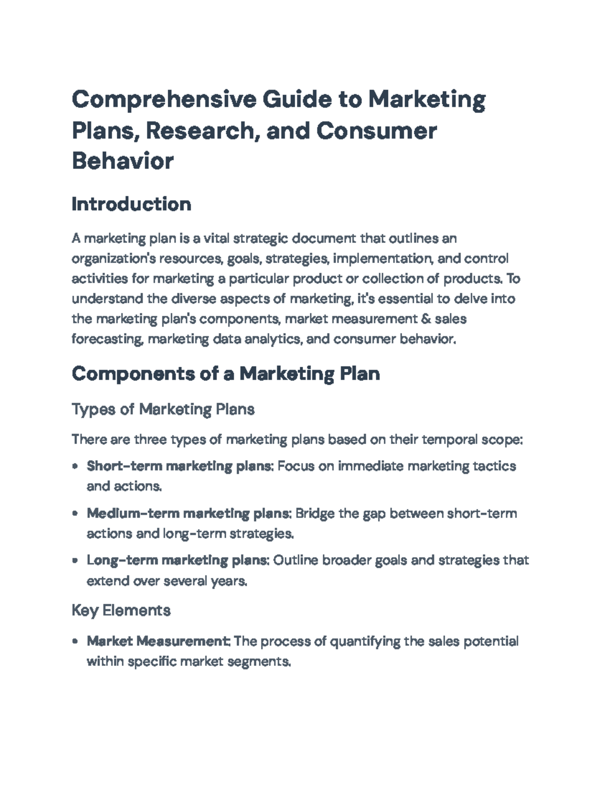 Comprehensive Marketing Plan Guide: Strategies, Analytics & Consumer ...