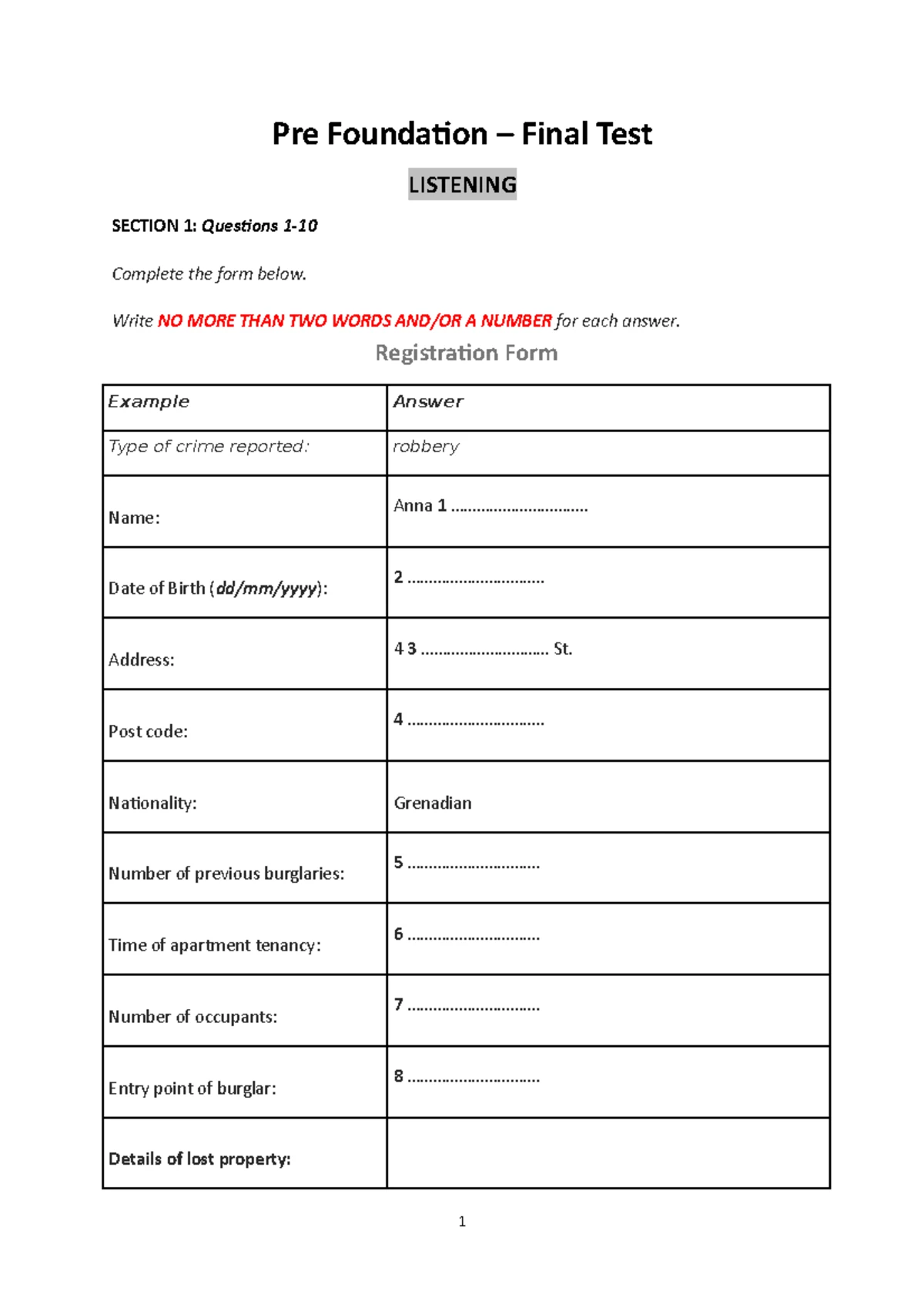 Ielts Trainer 2 Academic Tests 1-6- Script - LISTENING PART 1 01 ...
