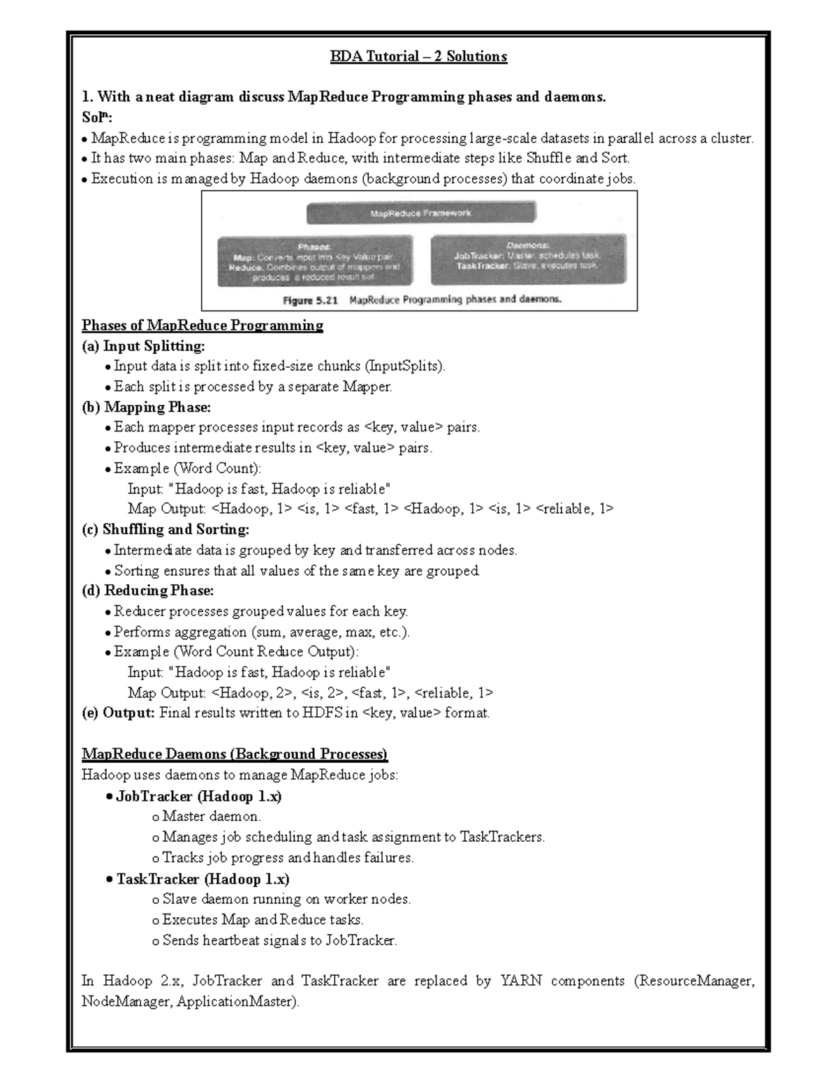 BDA 2: MapReduce Phases, HDFS Commands & MongoDB Operations - Studocu