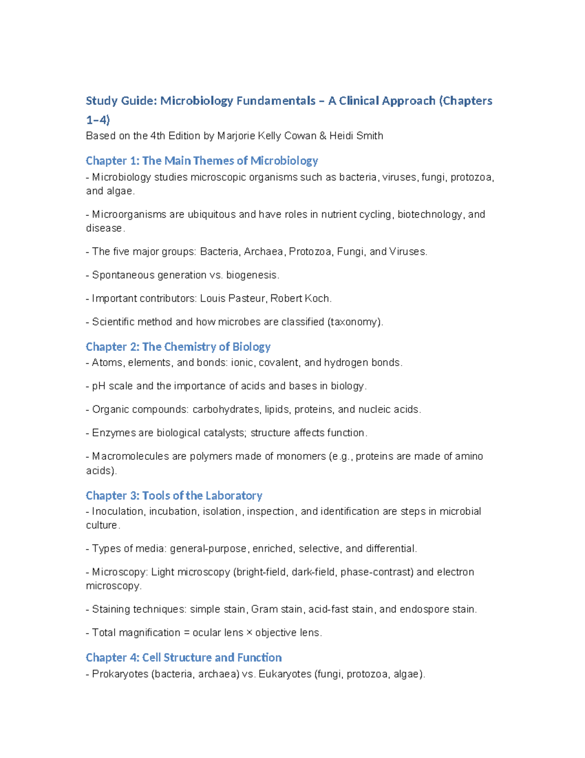 Microbiology Study Guide (Chapters 1-4) - Clinical Approach Insights ...