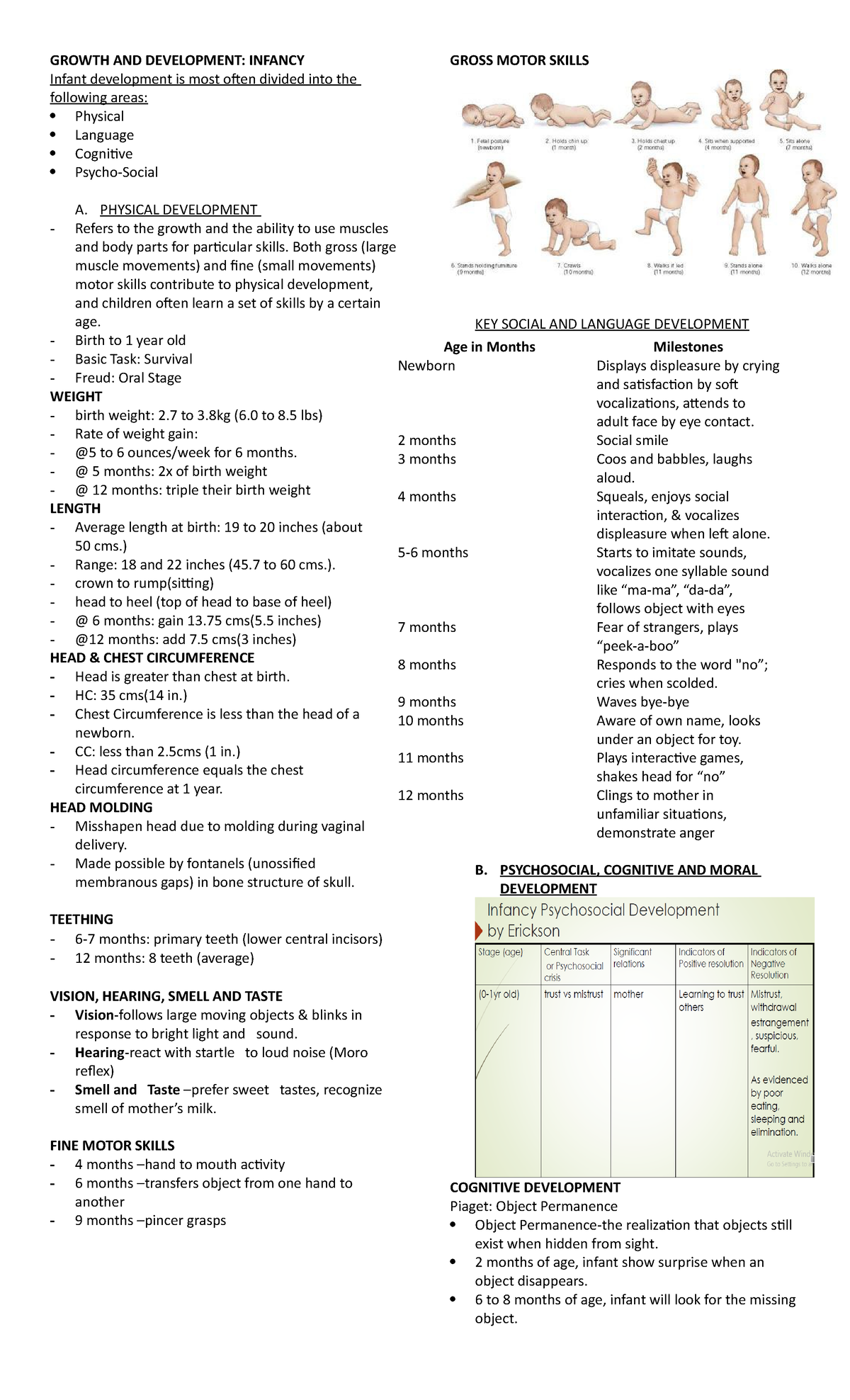 Infancy Growth & Development: Key Milestones & Care Guidelines - Studocu
