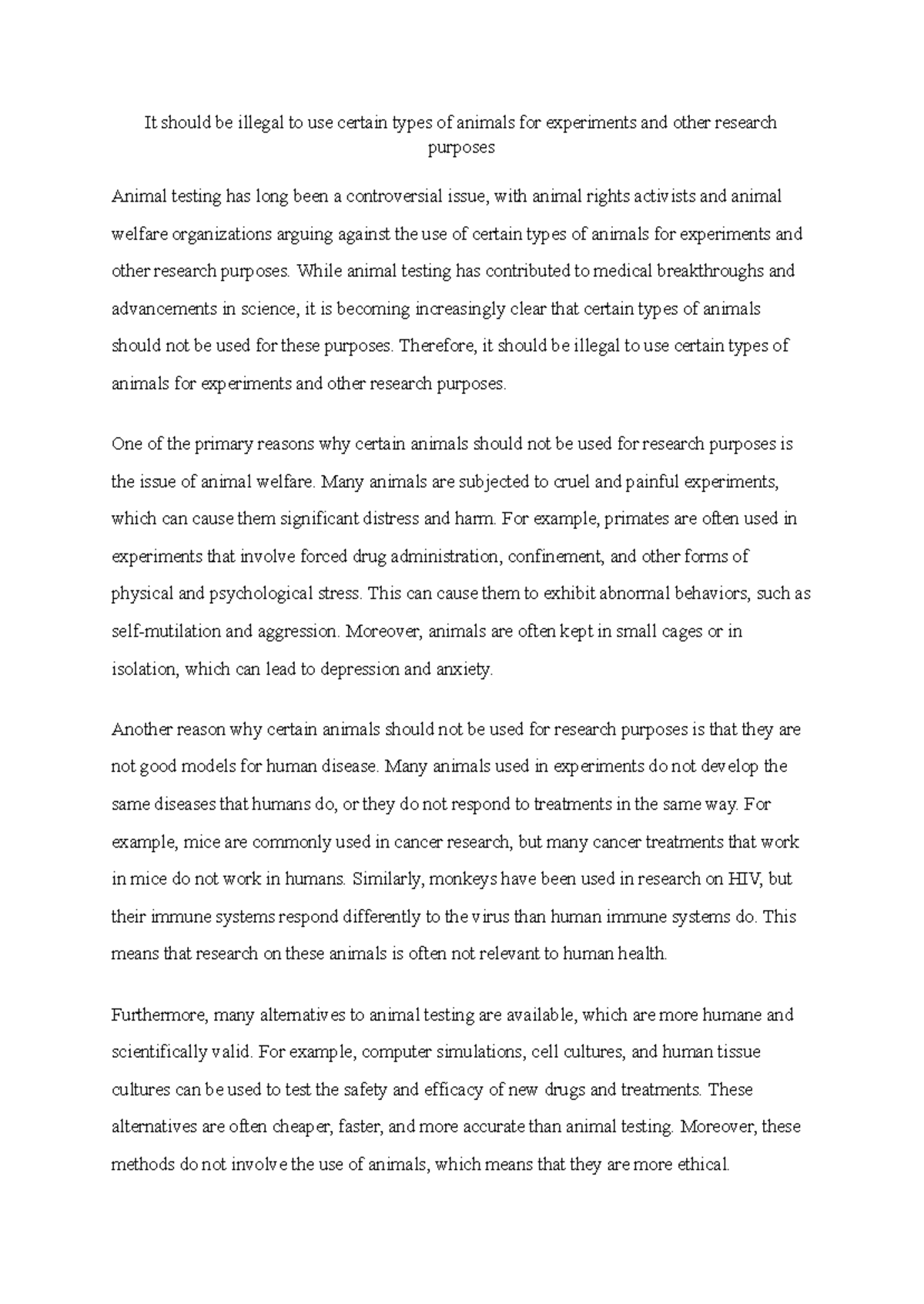 Animal Welfare and Research Ethics: The Case Against Animal Testing ...