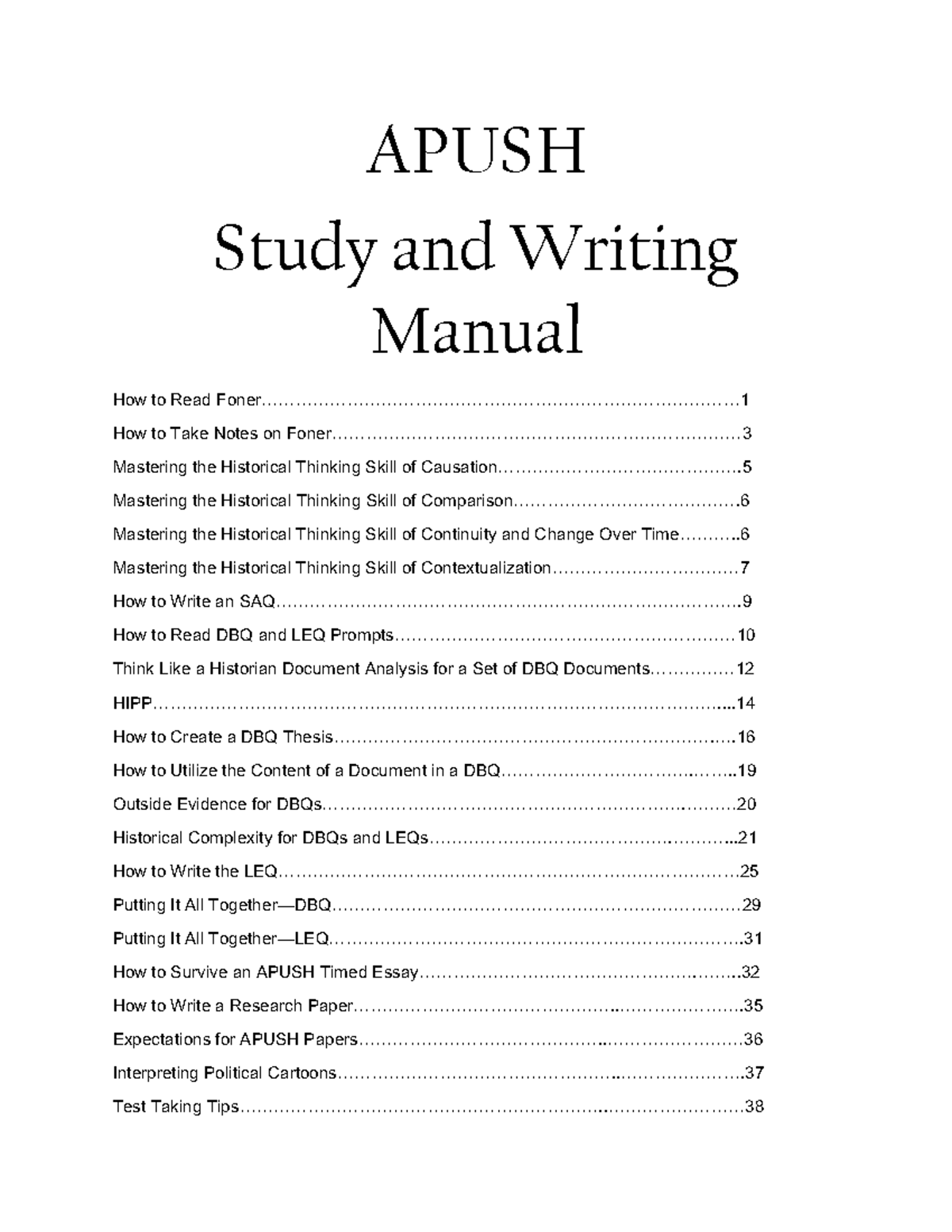 APUSH Writing & Study Manual: Essential Skills & Tips for Success - Studocu