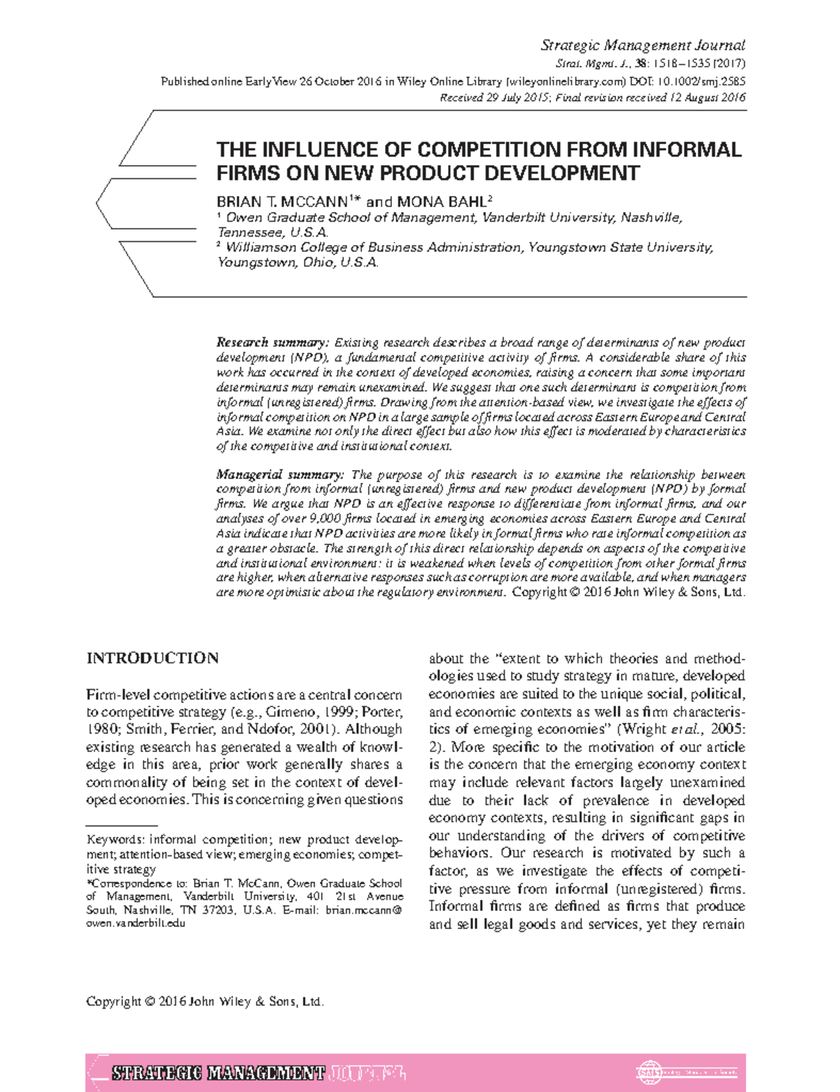 The Influence of Informal Competition on NPD in Emerging Markets ...