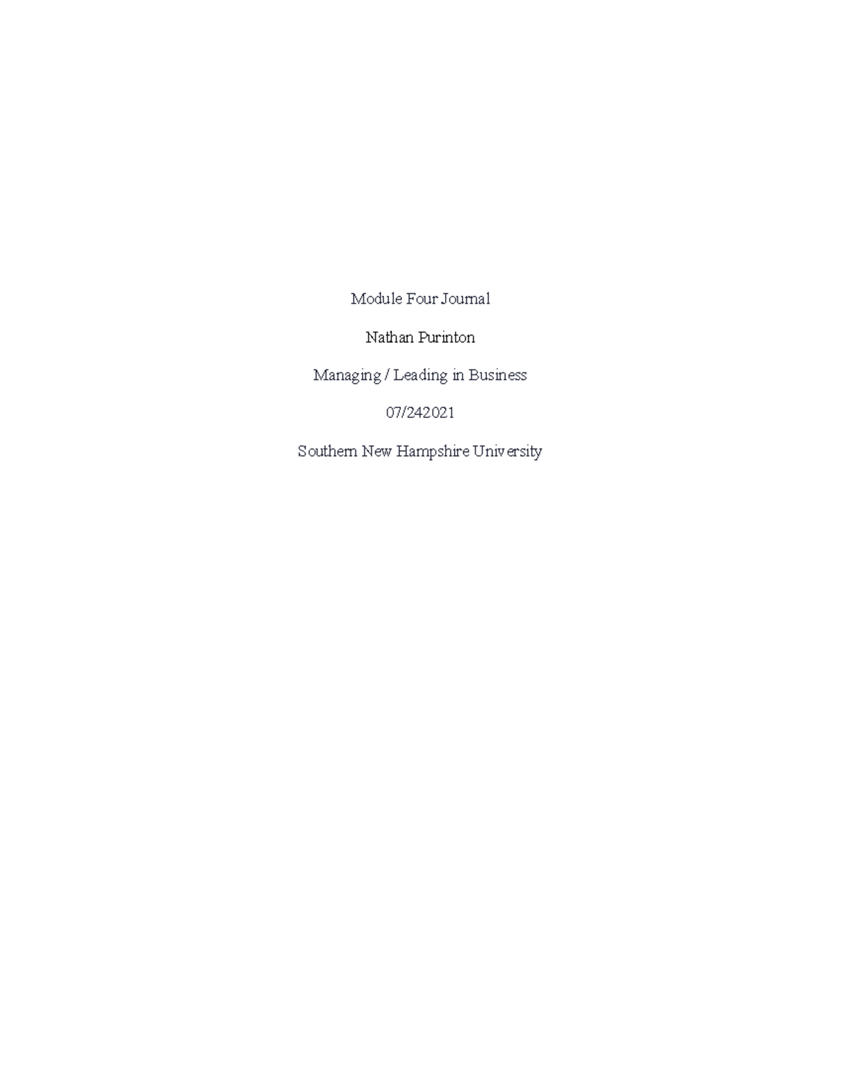 Module 4 Journal: Insights on Managing and Leading in Business - Studocu