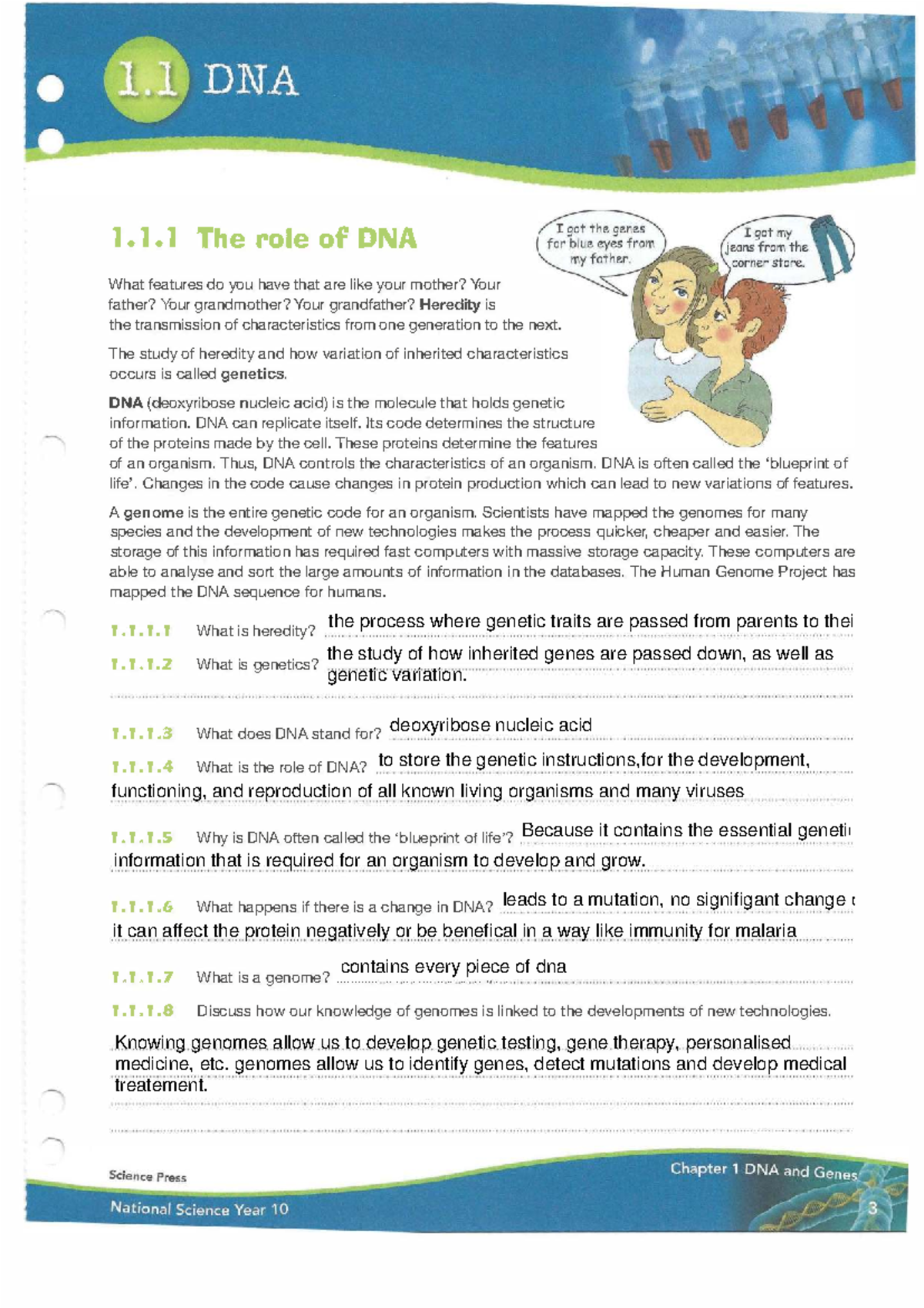 1.1.1 The Role of DNA: Heredity and Genetics Explained - Studocu