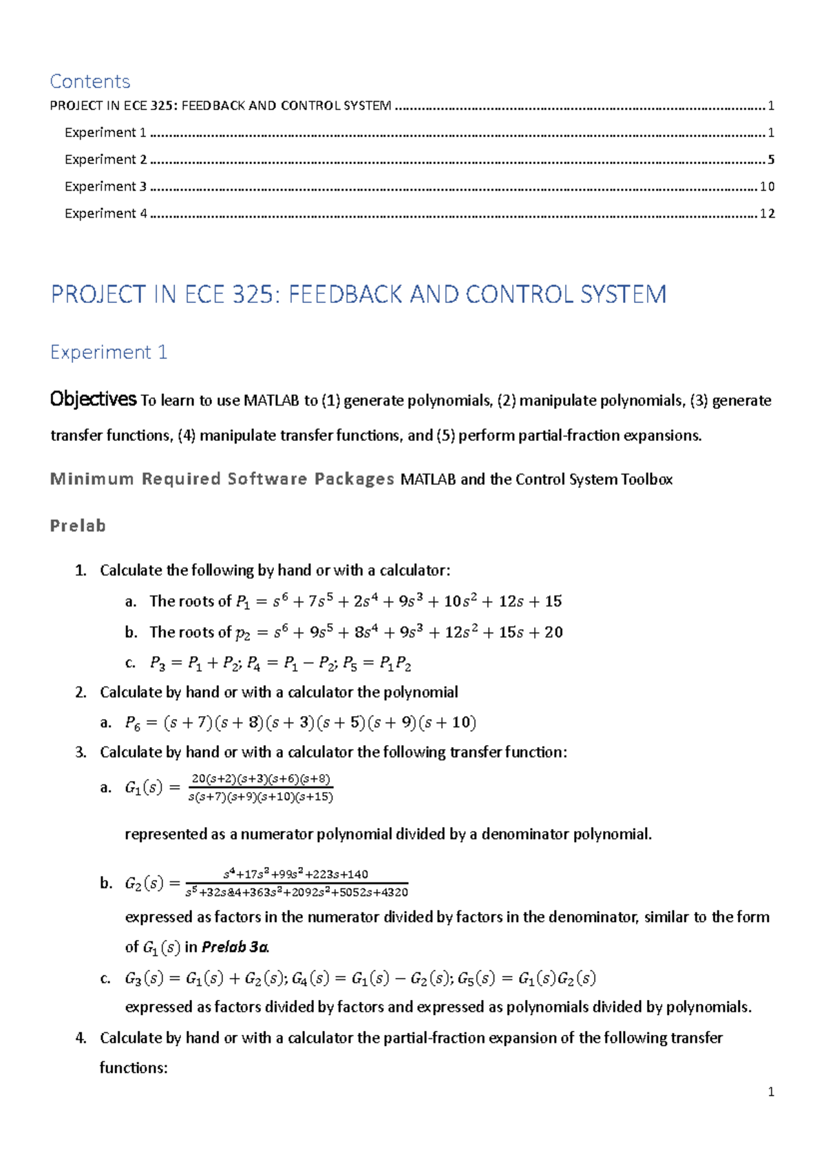ECE 325 Midterm Project Report: Feedback and Control Systems - Studocu
