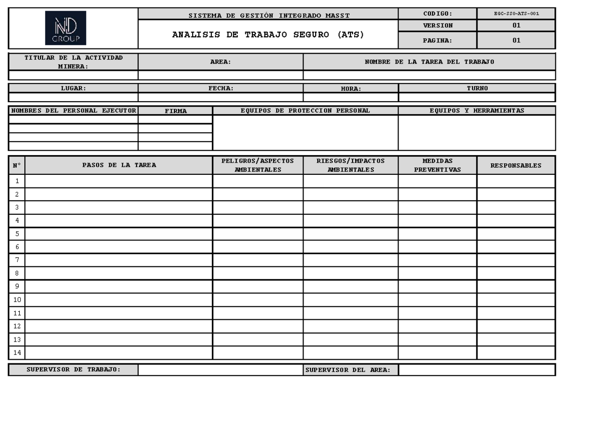 EGC SSO ATS 001 - Ningún problema - SISTEMA DE GESTIÓN INTEGRADO MASST ...