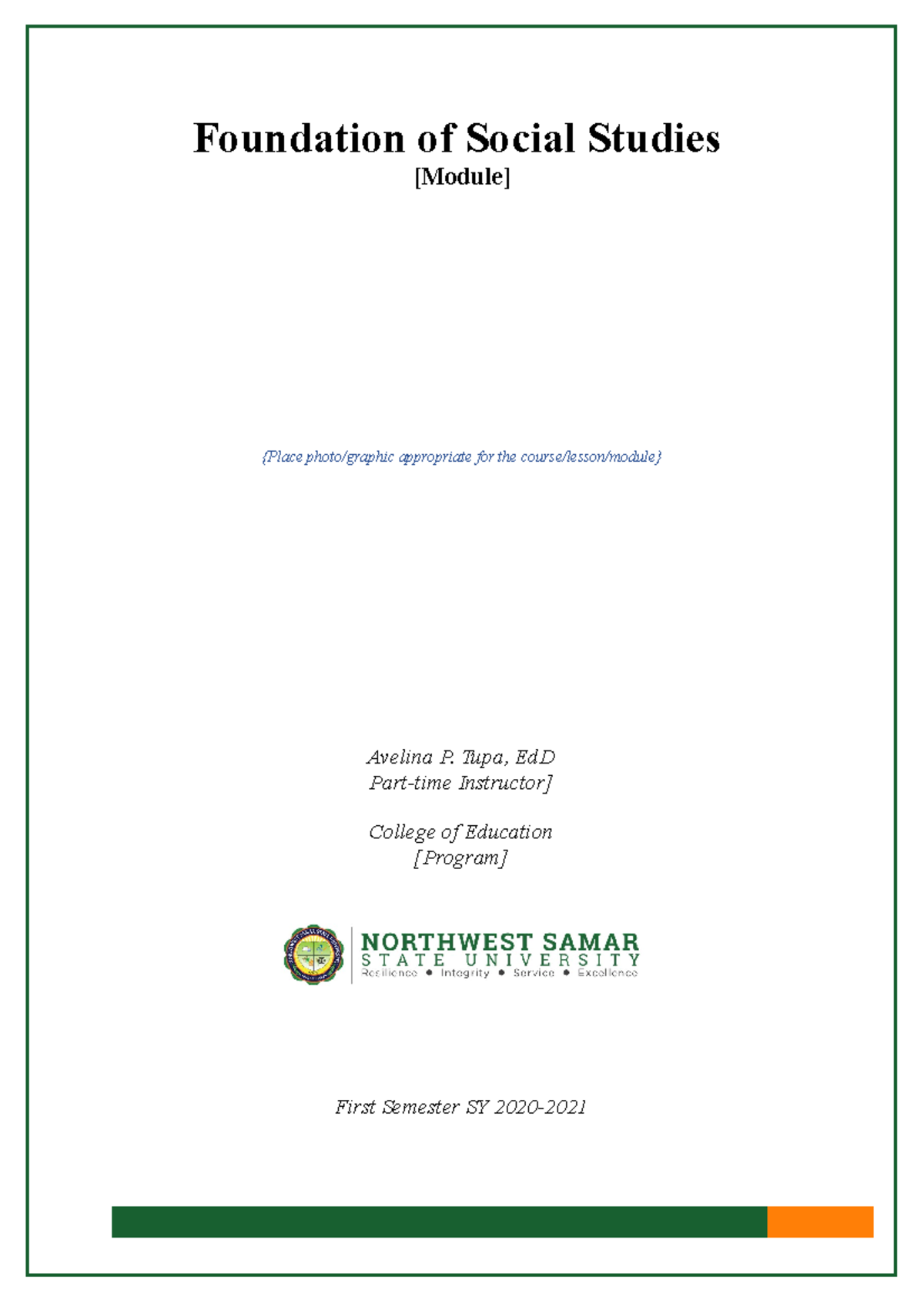 SS1 Foundation of Social Studies: Module Overview & Learning Objectives ...