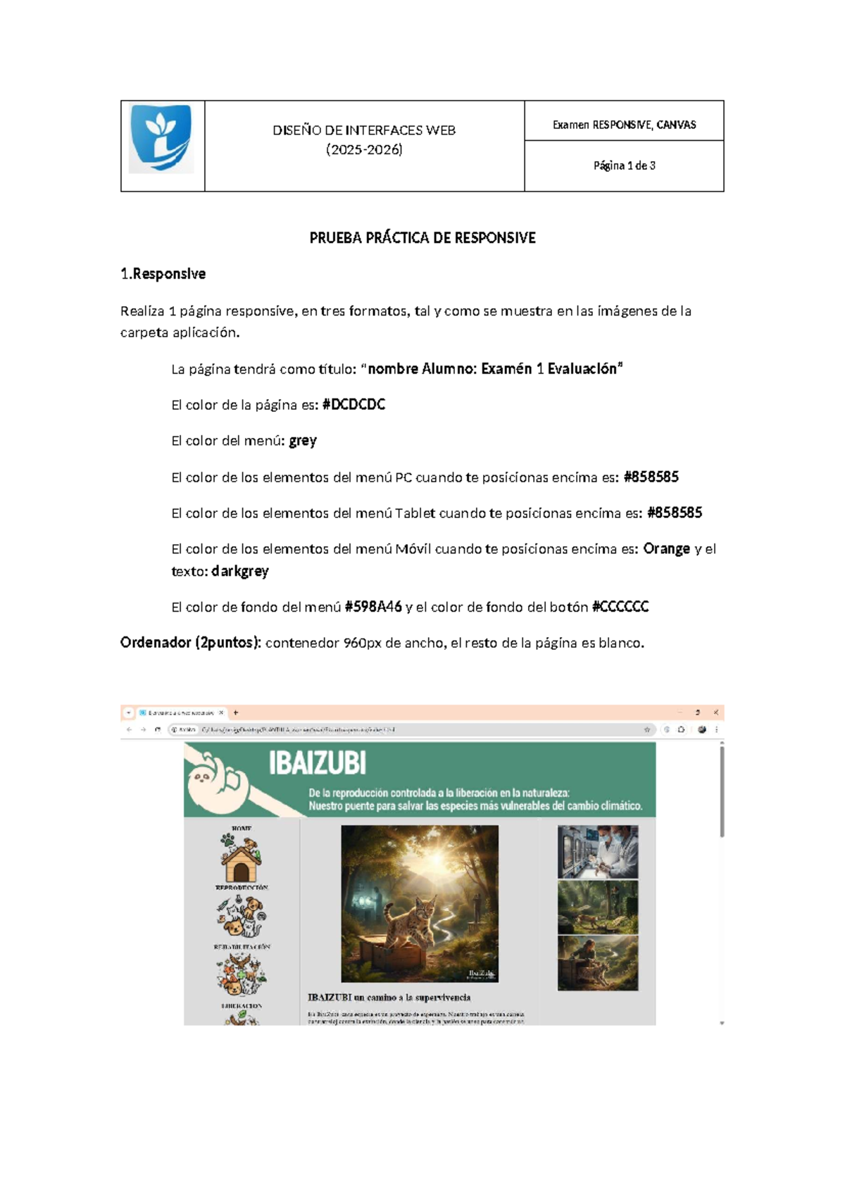DISEÑO DE INTERFACES WEB - Examen 1: Prueba Práctica Responsive - Studocu