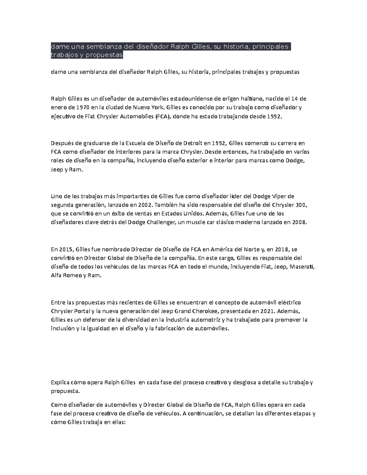 Ralph gilles - dame una semblanza del diseñador Ralph Gilles, su ...