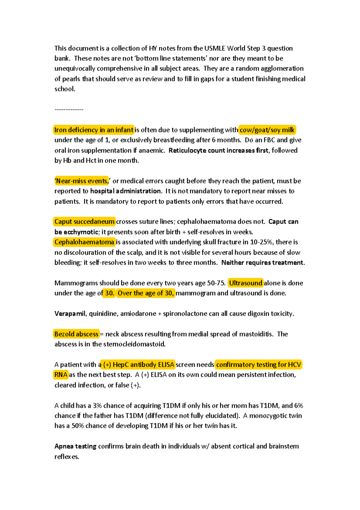 UWorld Step 3 High-Yield Review Notes for USMLE Preparation - Studocu