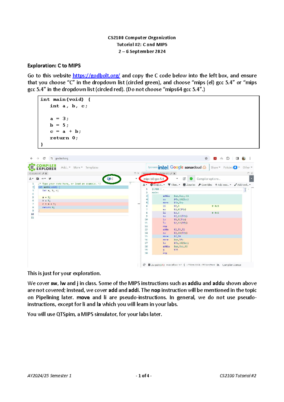 Tutorial 2 - CS2100 Computer Organization Tutorial #2: C and MIPS 2 – 6 ...