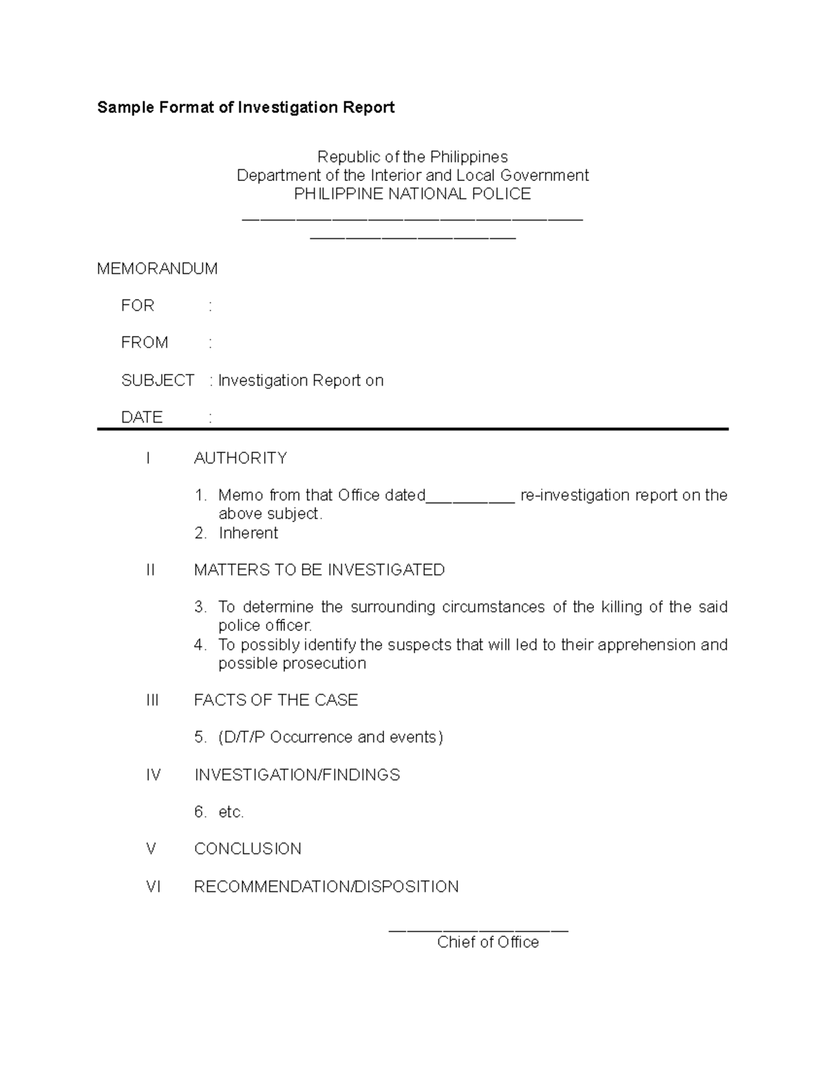 Sample Format-of-Investigation-Report pnp - Sample Format of ...