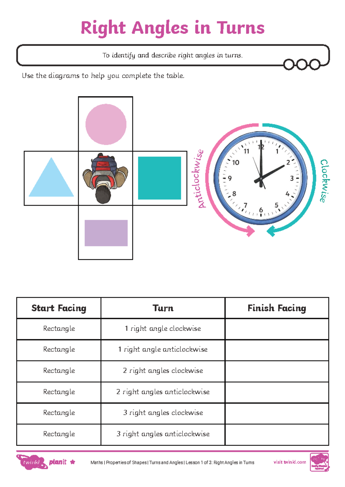 Maths Properties of Shapes: Right Angles & Turns Activity Sheets - Studocu