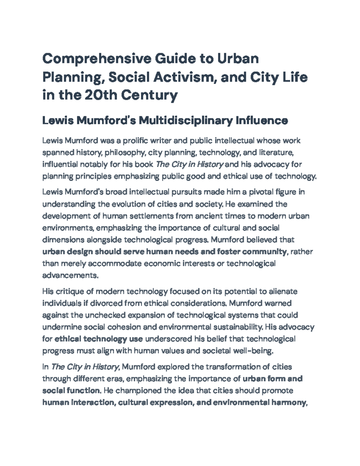Comprehensive Overview of Urban Planning & Social Activism in the 20th ...