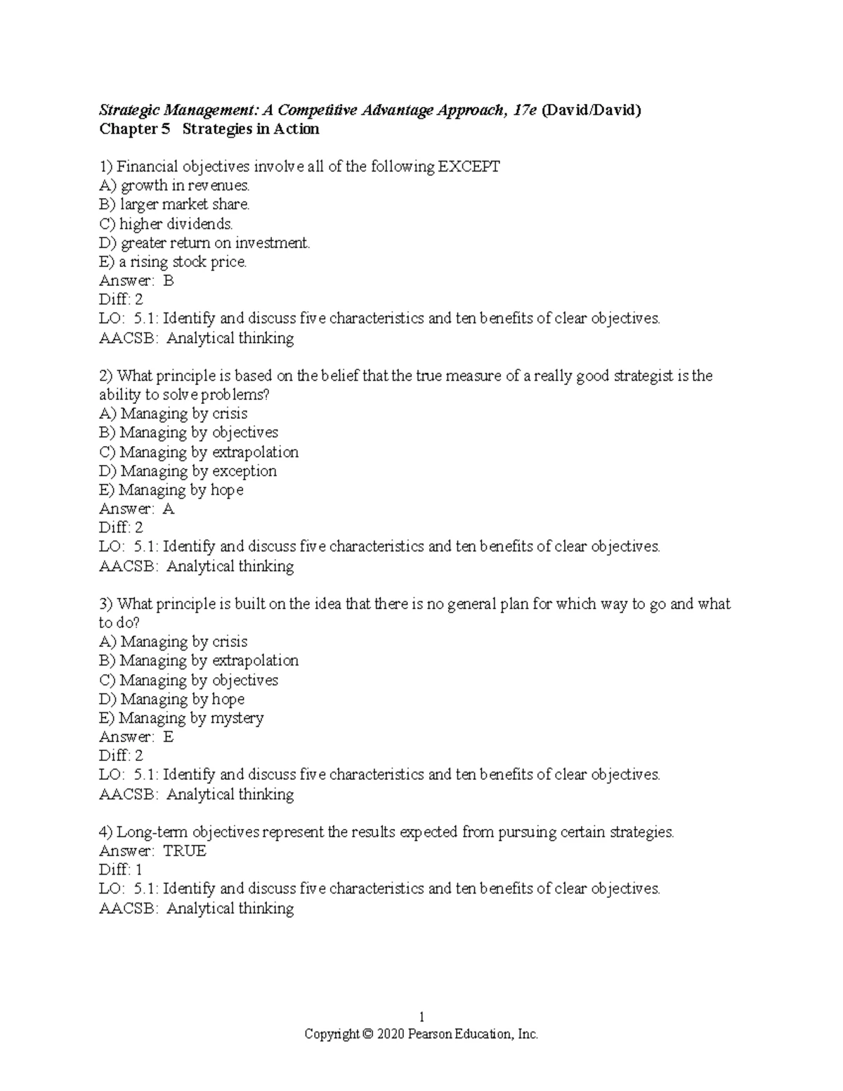 Chapter 3 - Question Bank - Strategic Management: A Competitive ...