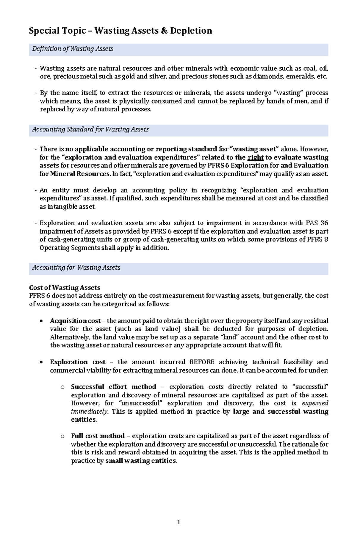 Intacc 2: Comprehensive Study on Wasting Assets and Depletion - Studocu
