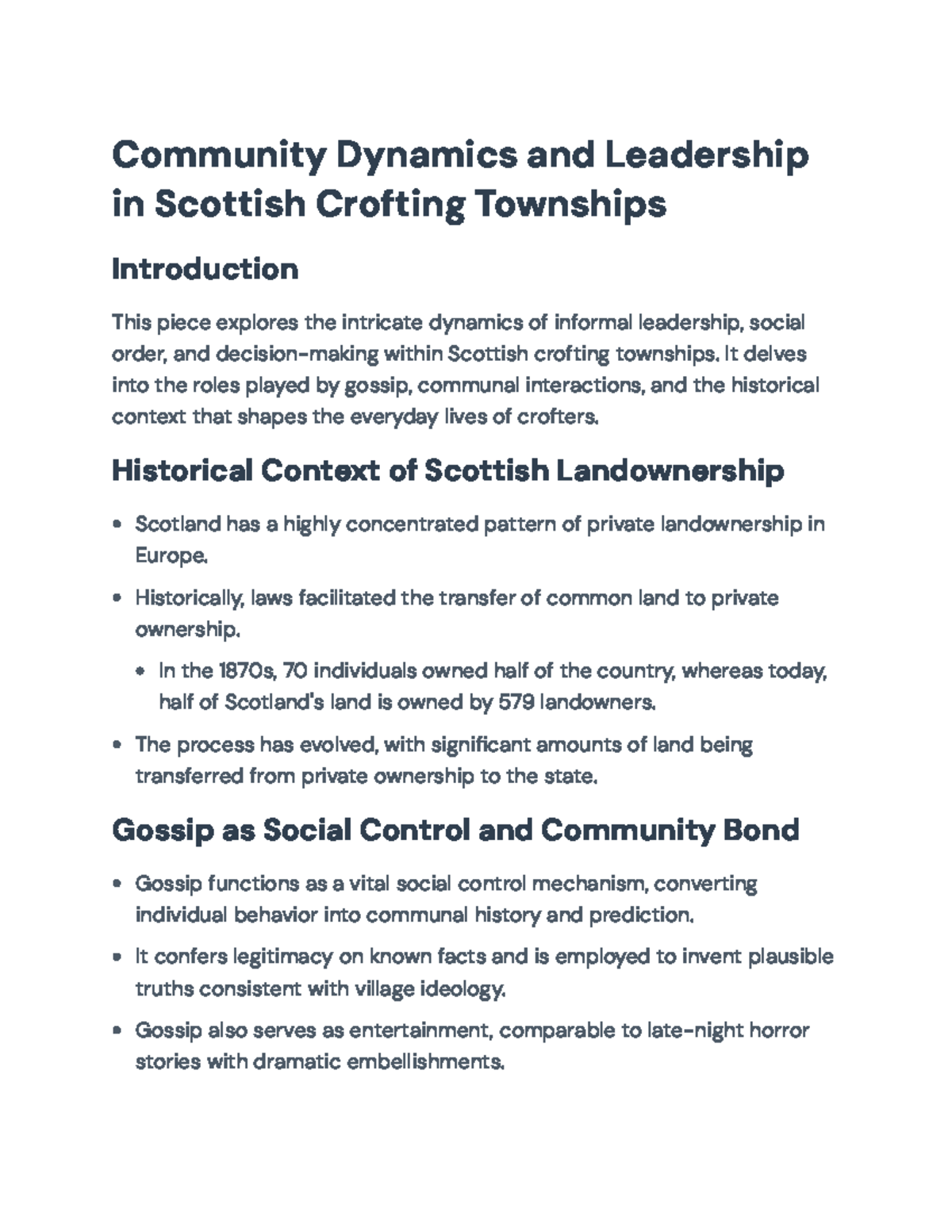 Community Dynamics and Informal Leadership in Scottish Crofting ...