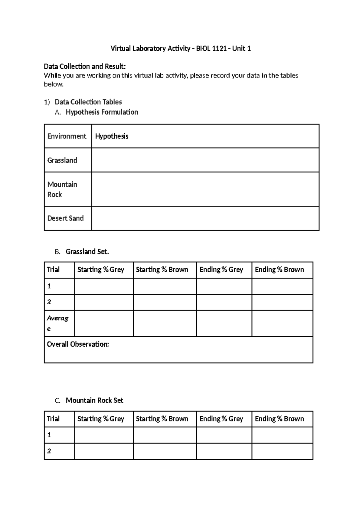 Experiment 1 - Data Collection and Result - Virtual Laboratory Activity ...