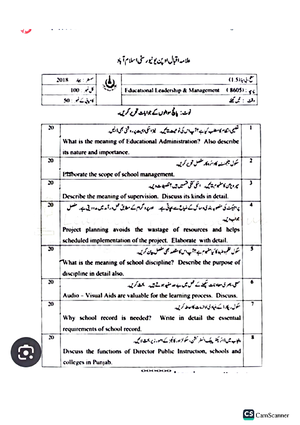 8605-2 Aiman - Assignment 8605 - EDUCATIONAL LEADERSHIP AND MANAGEMENT (PROFESSIONAL) Course ...