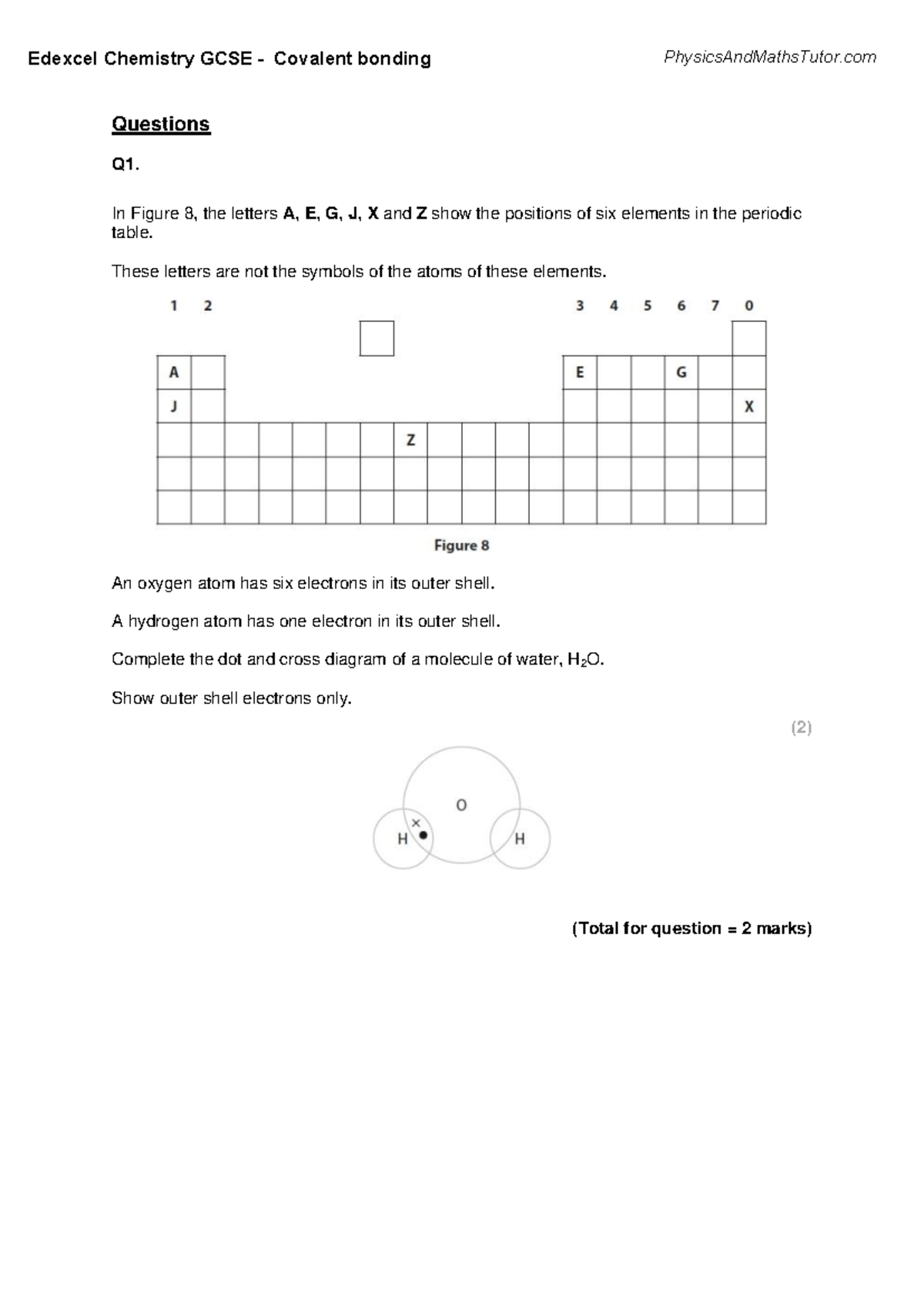 Edexcel Chemistry GCSE Covalent Bonding Questions and Diagrams - Studocu