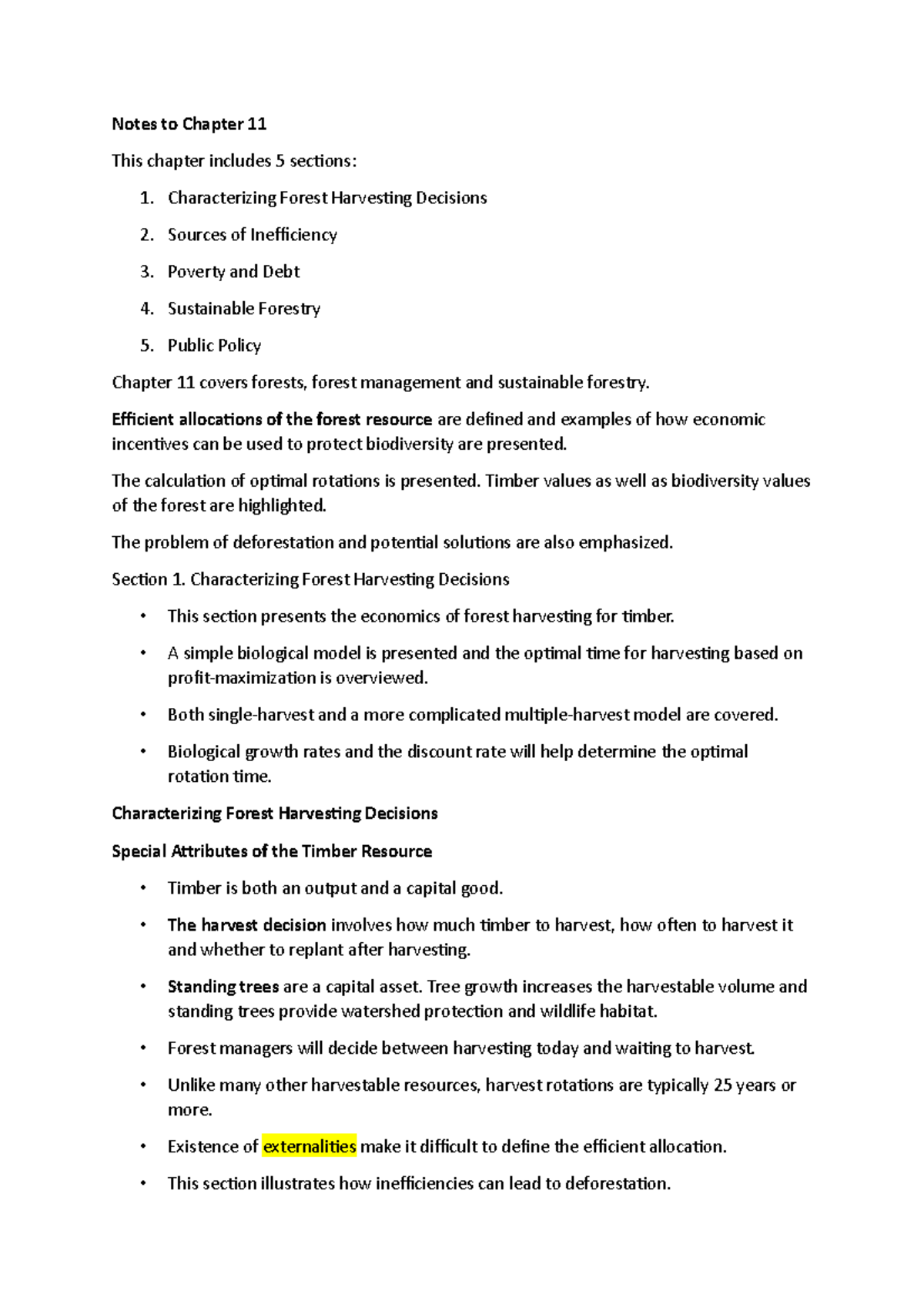Notes on Chapter 11: Forest Management & Sustainable Practices - Studocu