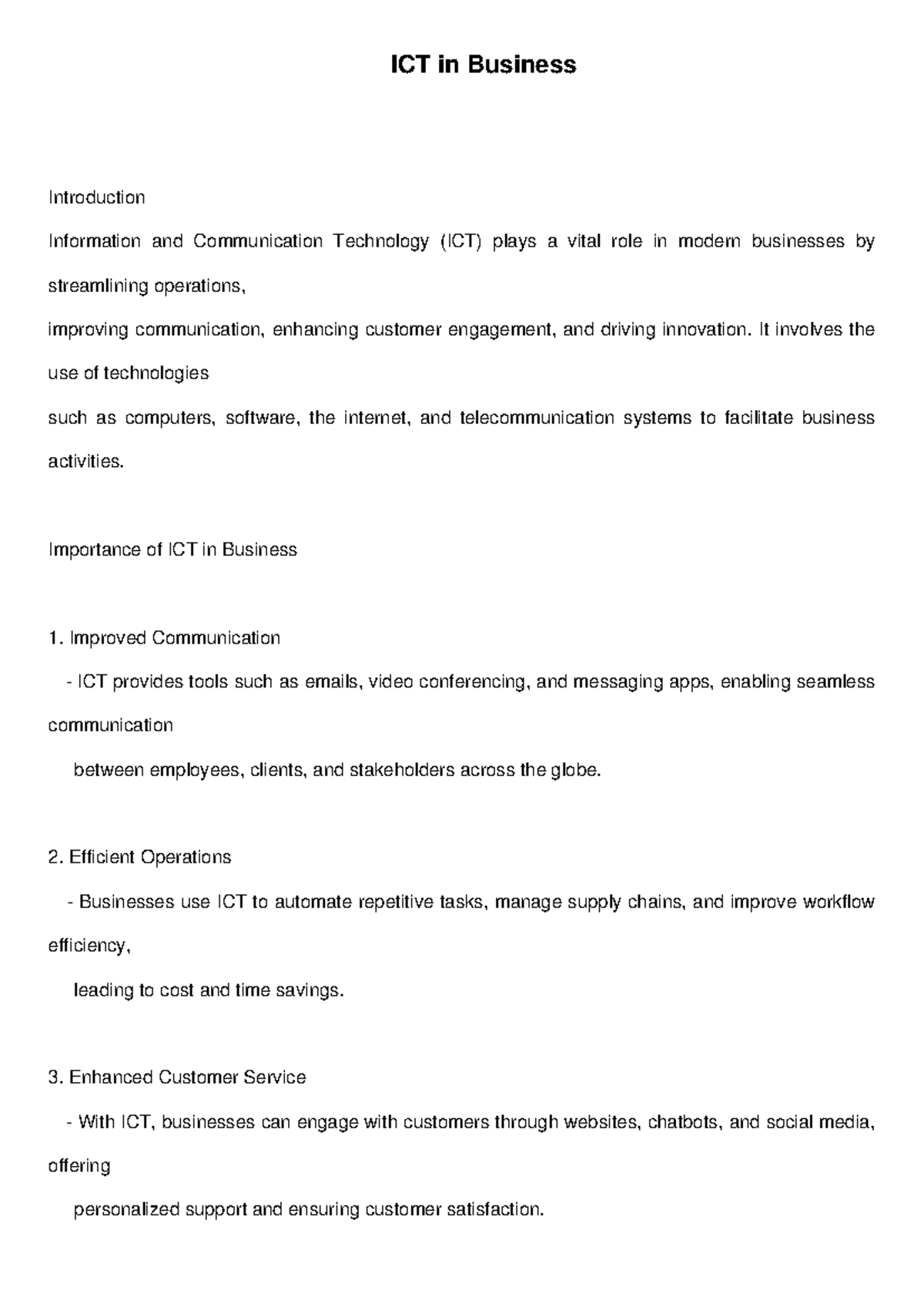 ICT in Business - ICT in Business Introduction Information and ...