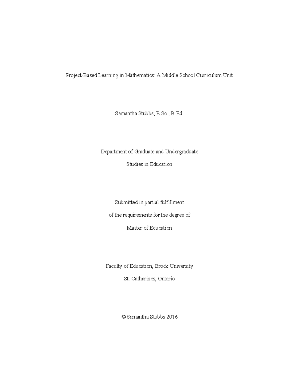 Project-Based Learning Curriculum Unit for Grade 7 Math (EDUC 2016) - Studocu