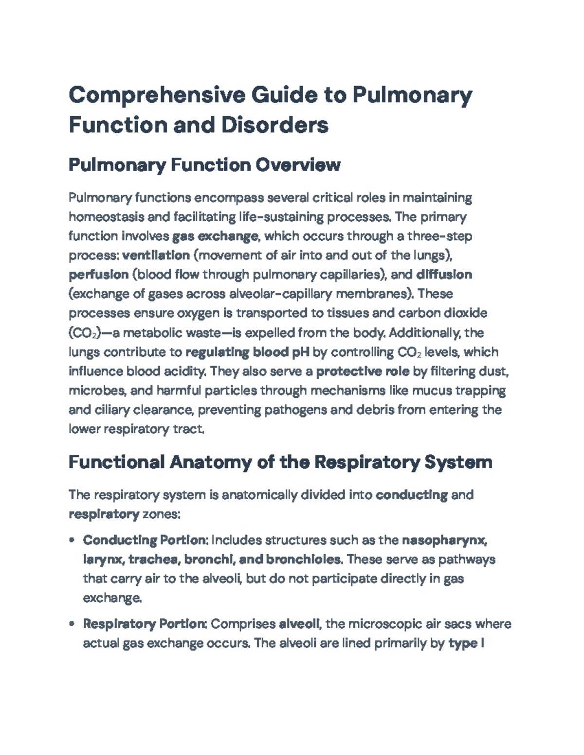 Comprehensive Overview of Pulmonary Function & Disorders (Course Code ...