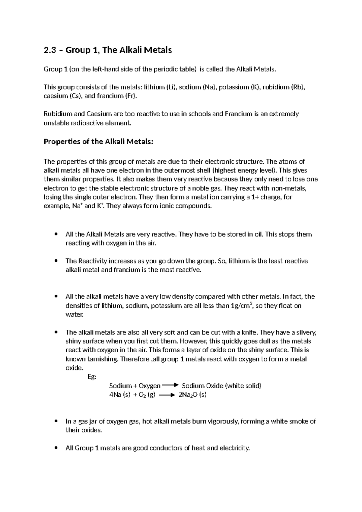 2.3, 2.5 - Group 1: Trends and Properties of Alkali Metals Explained ...