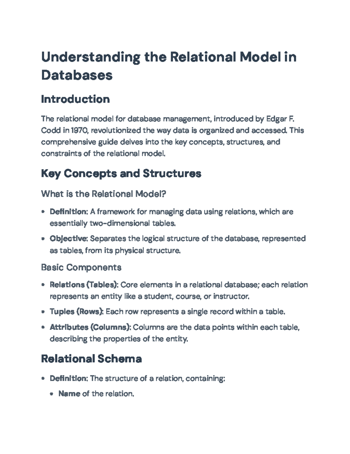 Understanding the Relational Model: Key Concepts & Structures in DBs ...