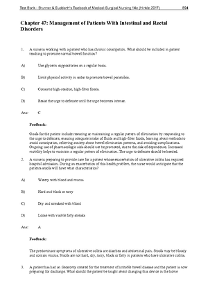 Ch 43 - Test bank - Chapter 43: Assessment of Digestive and ...