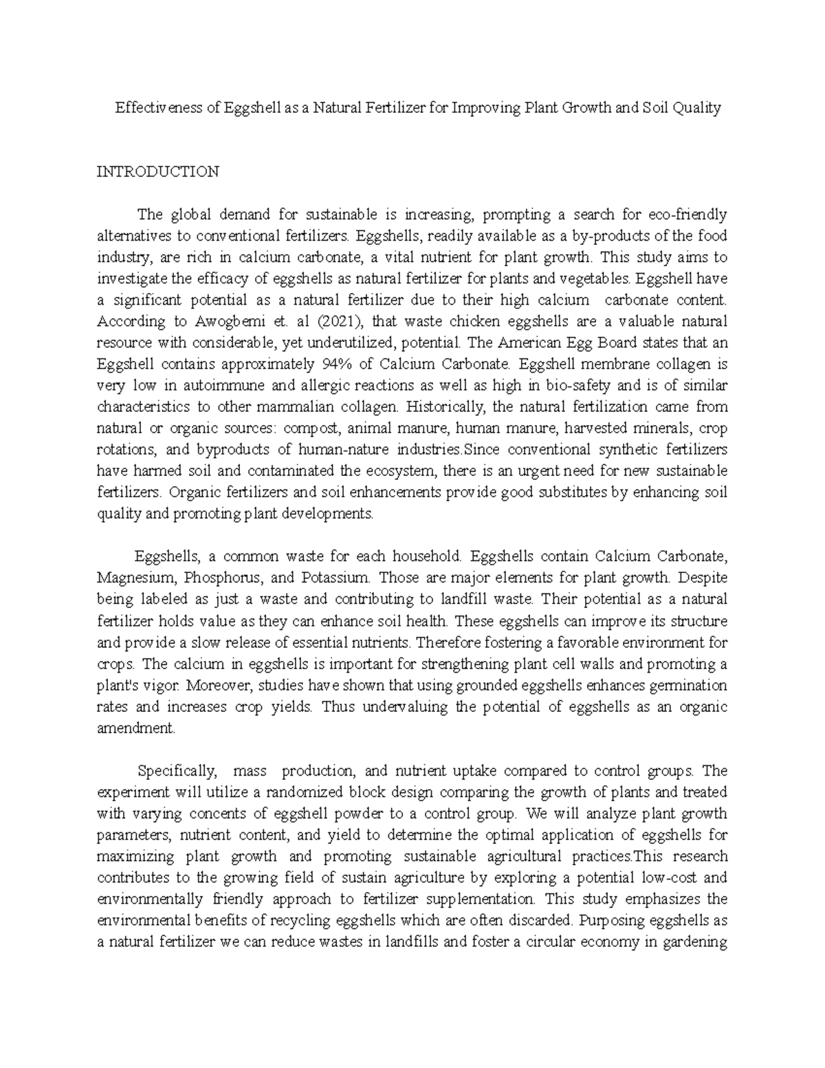Efficacy of Eggshells as Natural Fertilizer: Impacts on Plant Growth ...