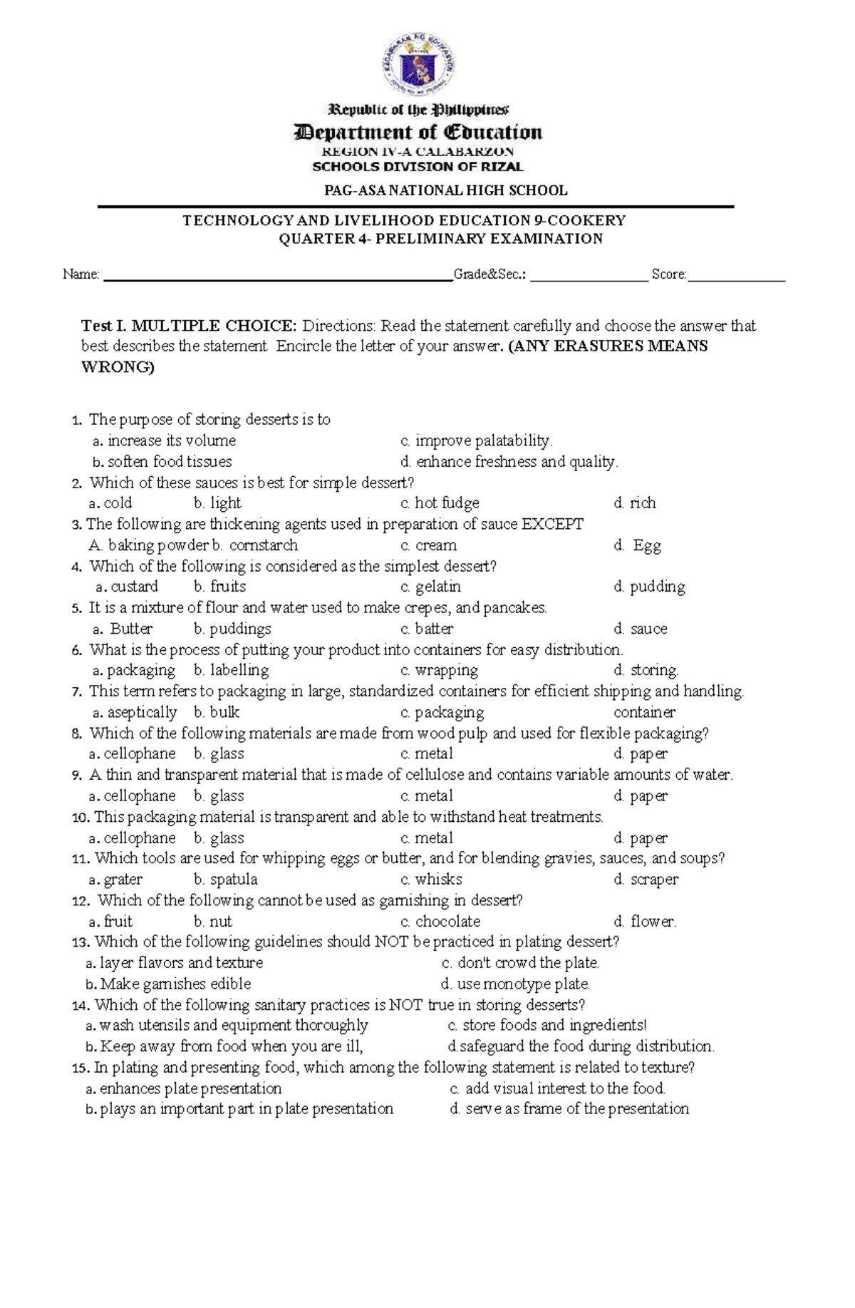 COT1 - Lesson Plan: Fundamentals of Plating in TLE 9 Cookery - Studocu