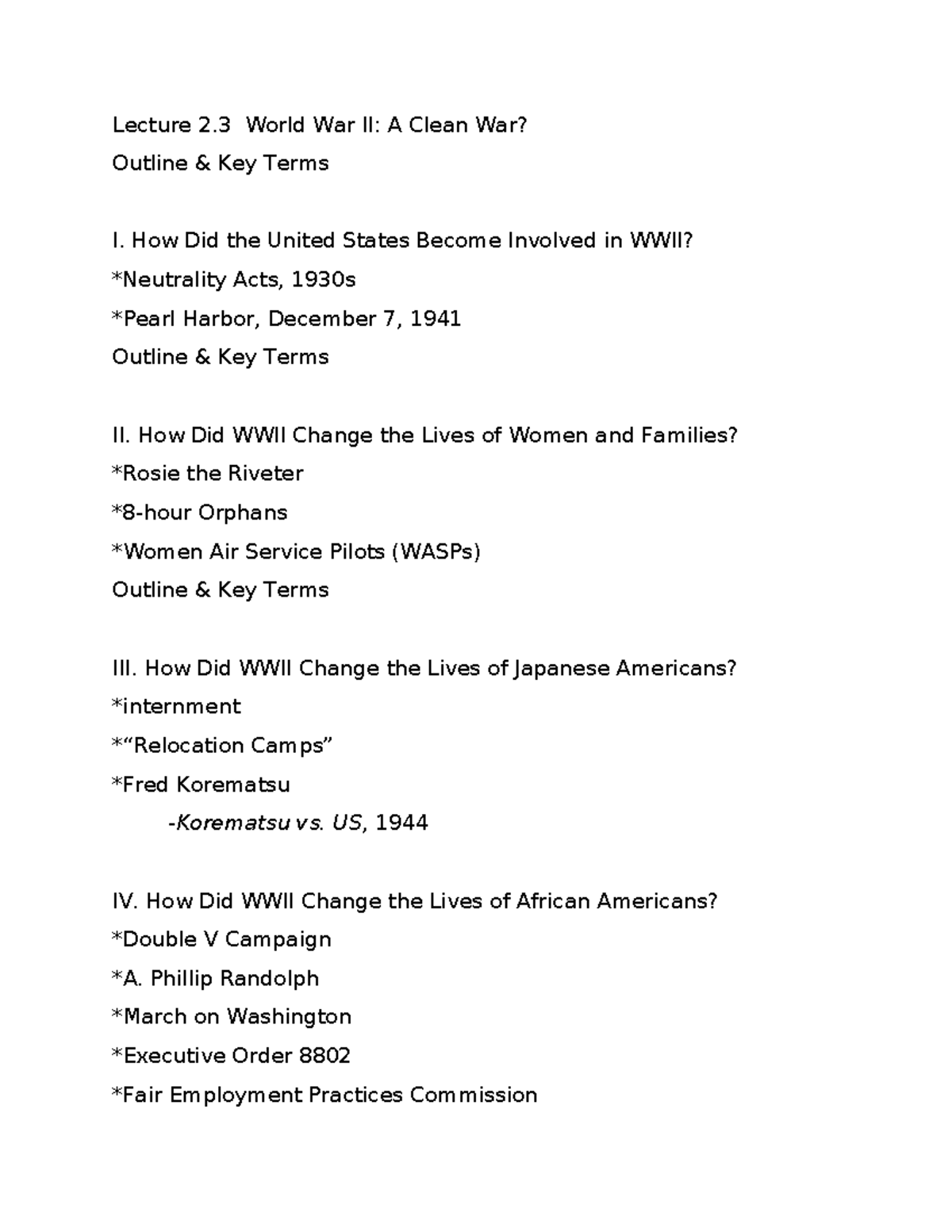 Lecture 2.3: Impact of WWII on Society & Gender Roles - Studocu