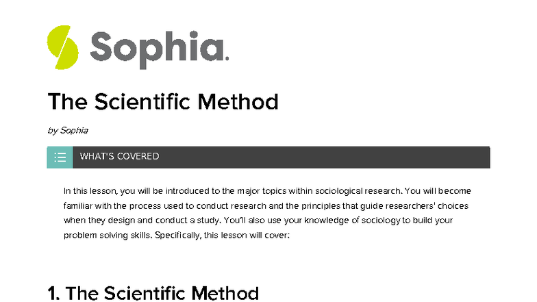 Sociology 101: Understanding the Scientific Method in Research - Studocu